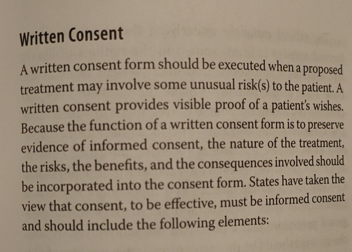 Solved Written ConsentA written consent form should be | Chegg.com