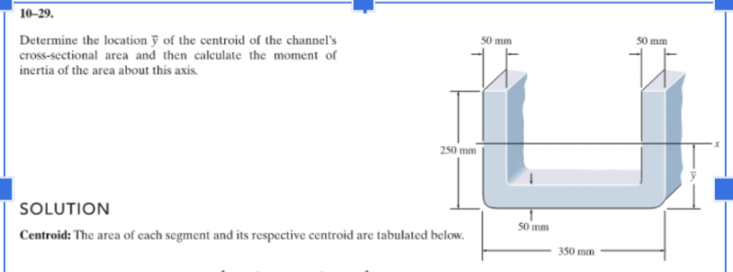 Solved 10-29. ﻿Determine the location \( \bar{y} \) ﻿of the | Chegg.com
