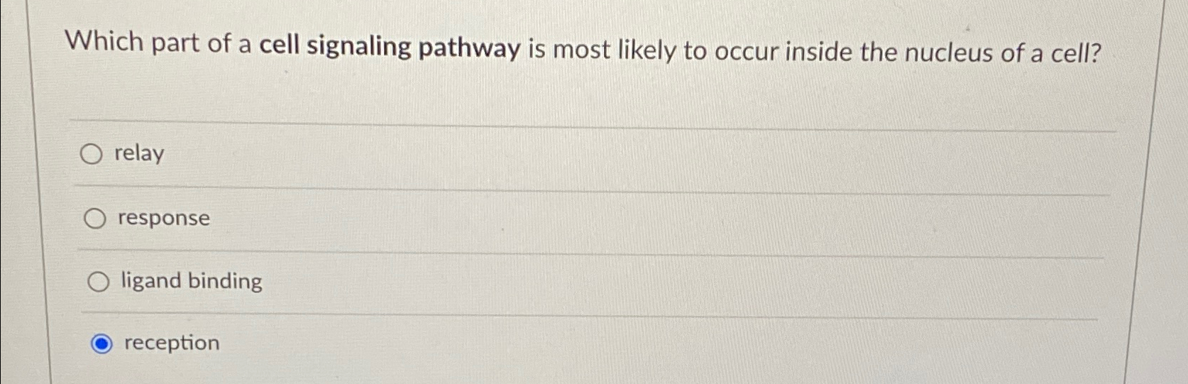 Solved Which part of a cell signaling pathway is most likely | Chegg.com