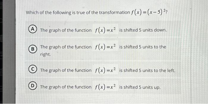 Solved Which Of The Following Is True Of The Transformation