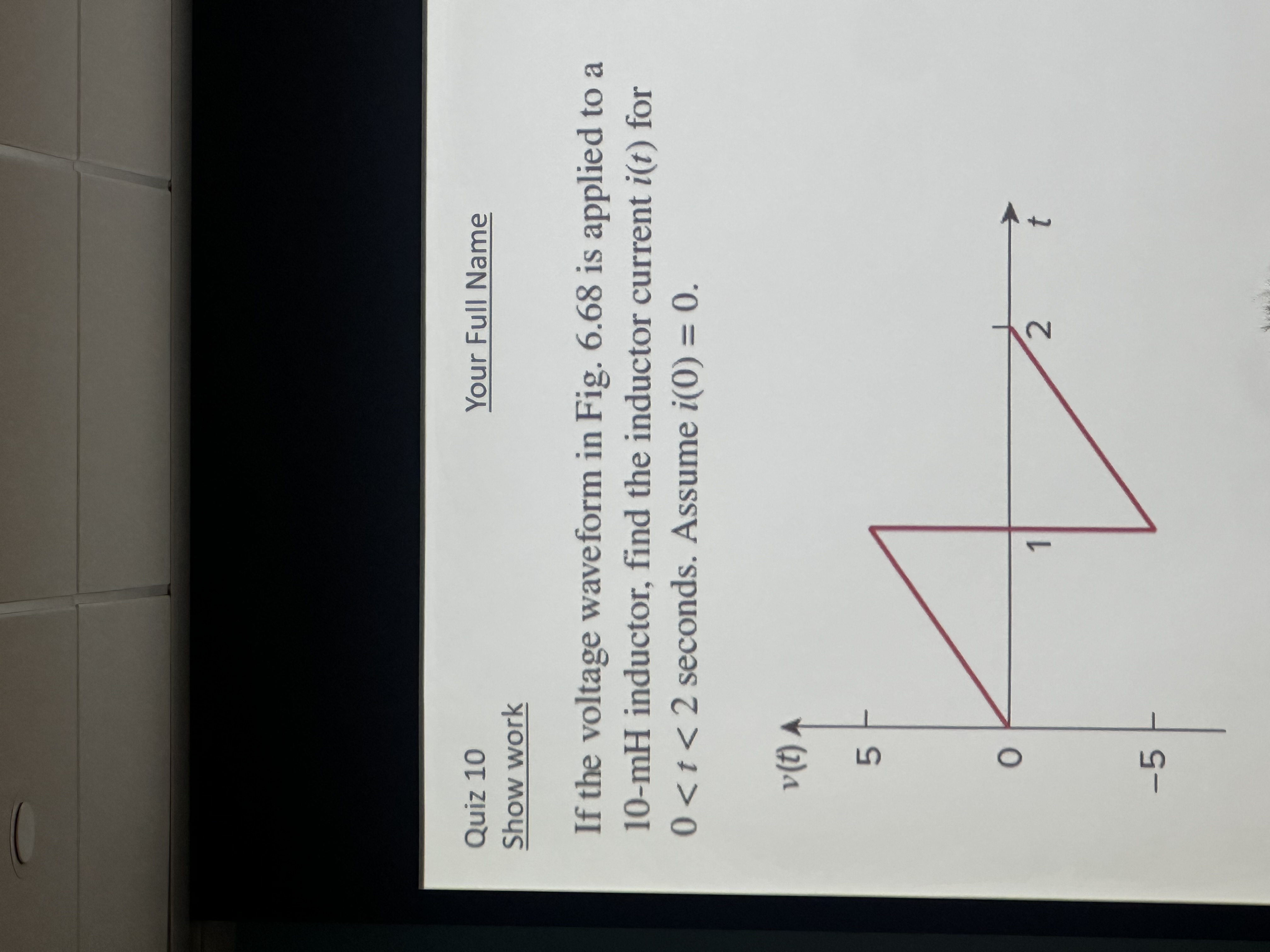 If ﻿the voltage waveform in ﻿Fig. 6.68 is ﻿applied | Chegg.com