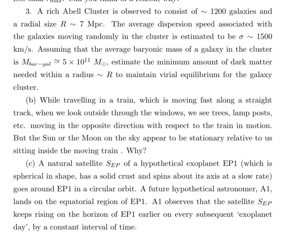 Solved A rich Abell Cluster is observed to consist of ∼1200 | Chegg.com