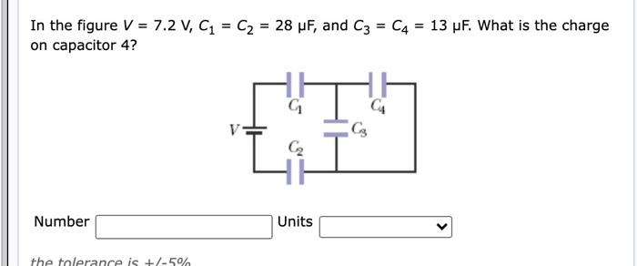 Solved In the figure V = 7.2 V, C1 = C2 = 28 uF, and C3 = C4 | Chegg.com