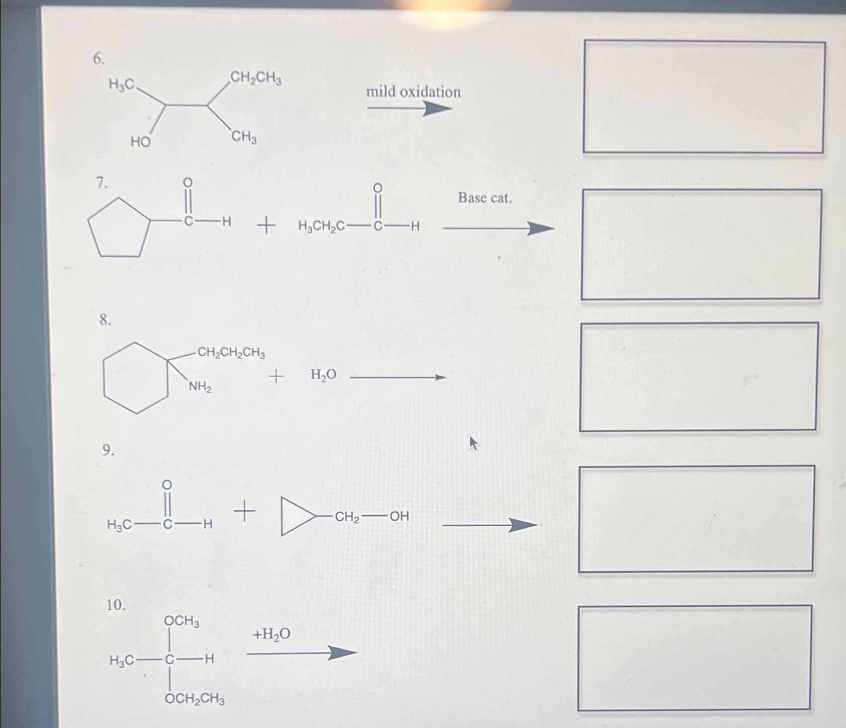 Solved Complete the following reactions mild oxidation8 .9. | Chegg.com