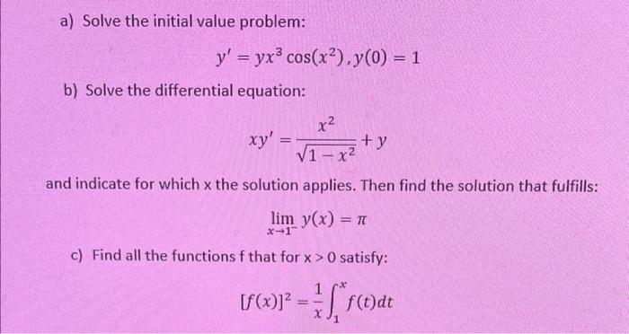Solved A Solve The Initial Value Problem