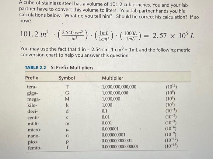 Solved Convert 1.1 x 10-9 kl to pl You must show your work | Chegg.com