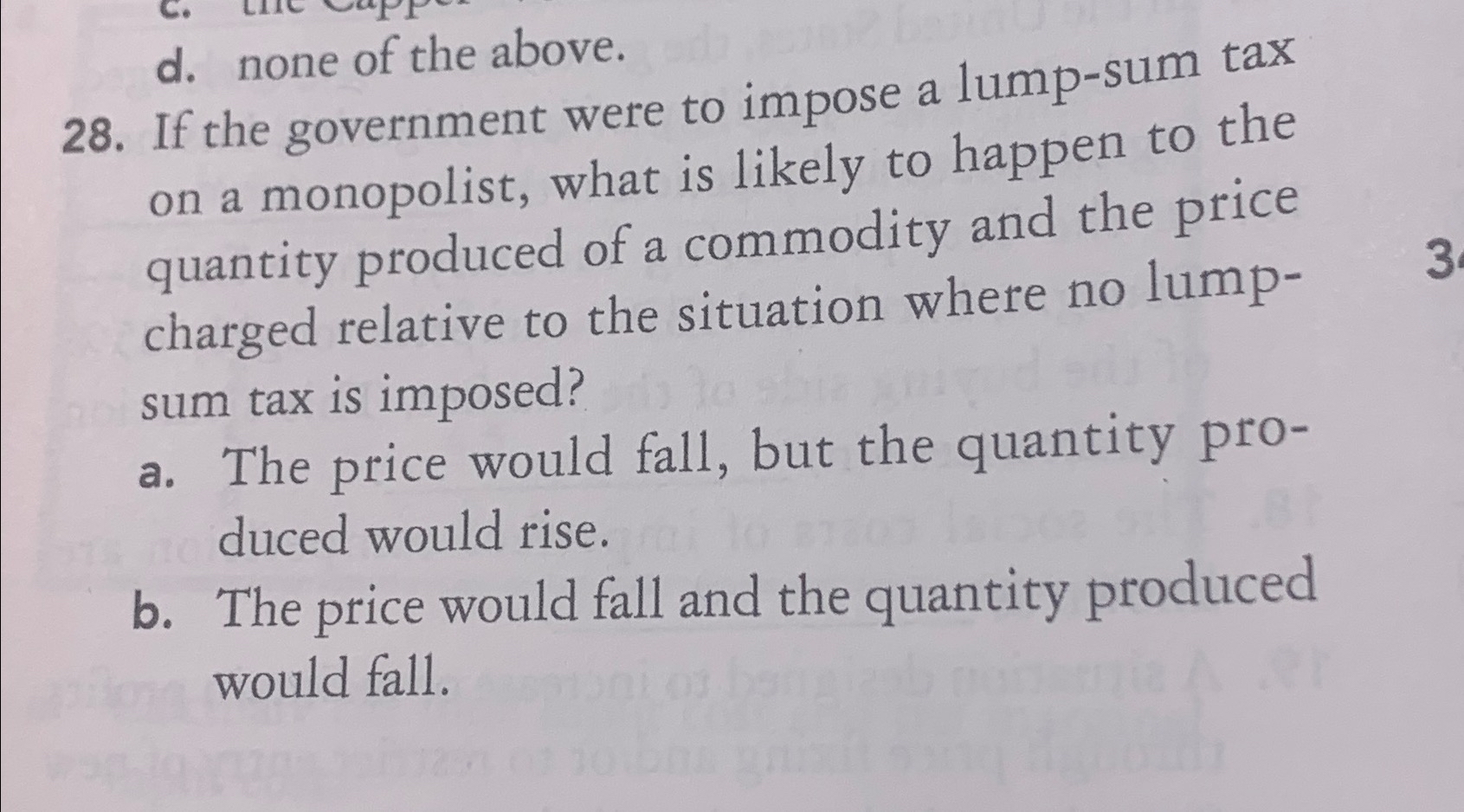 Solved 28. ﻿If the government were to impose a lump-sum tax | Chegg.com