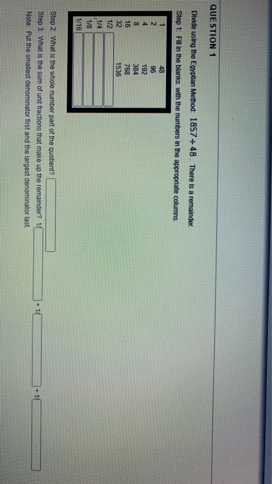 Solved egyptian division. try to handwrite and show all the | Chegg.com