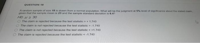 Solved QUESTION 18 Acidom sample of wire 18 in drawn from a | Chegg.com