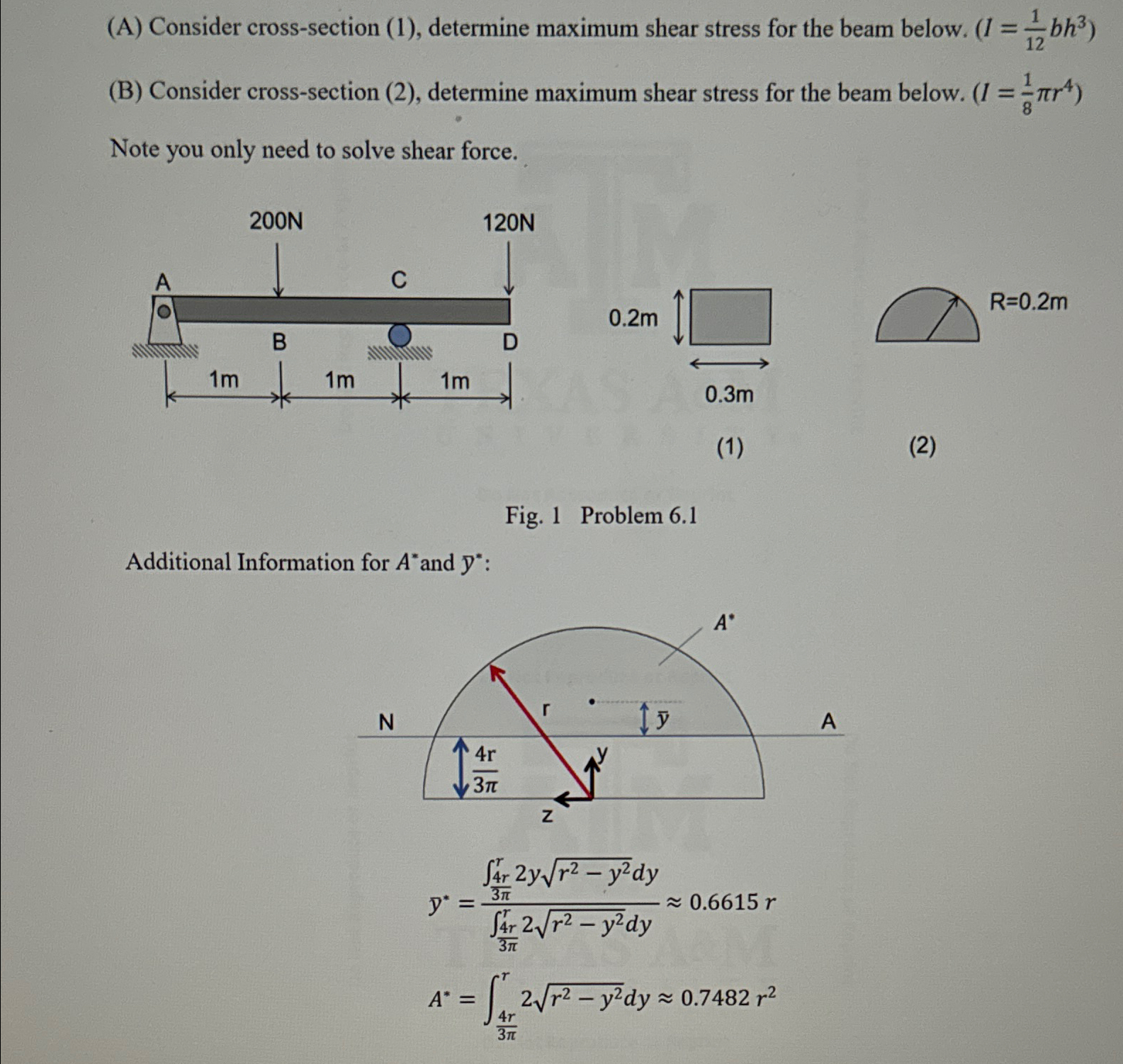 Solved (A) ﻿Consider cross-section (1), ﻿determine maximum | Chegg.com