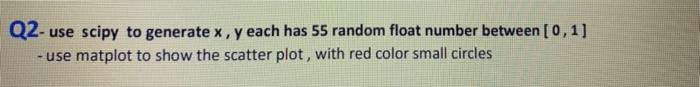 Solved Q2-use scipy to generate x, y each has 55 random | Chegg.com
