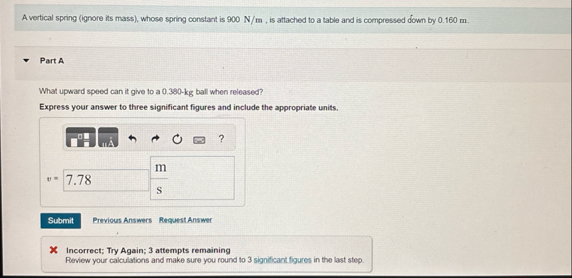 Solved A vertical spring (ignore its mass), ﻿whose spring | Chegg.com