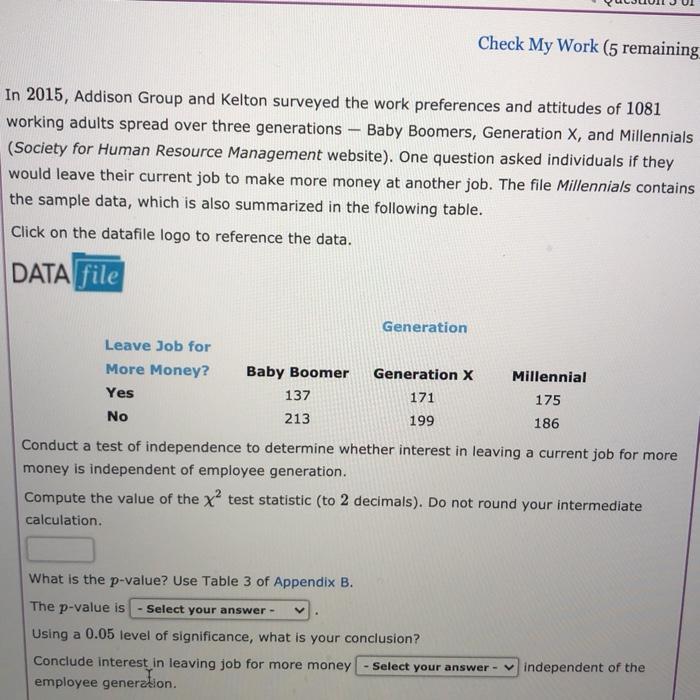 Solved Check My Work (5 remaining In 2015, Addison Group and | Chegg.com