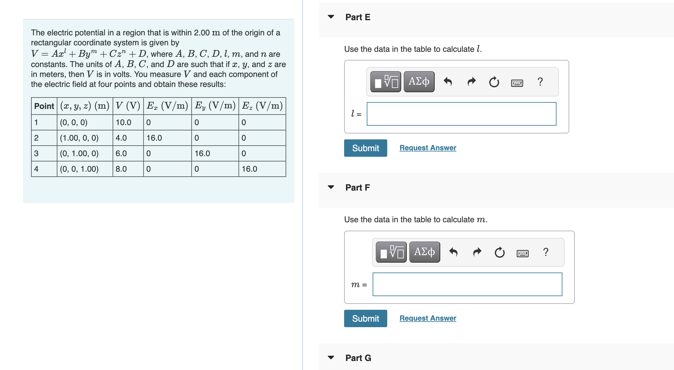 Solved Part EThe electric potential in a region that is | Chegg.com