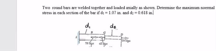 Solved Two round bars are welded together and loaded axially | Chegg.com