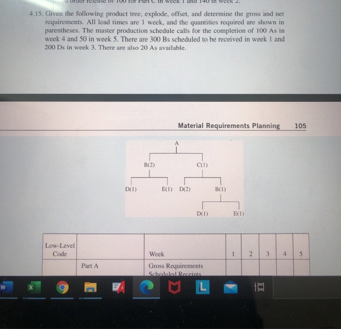 Solved 4.15. Given the following product tree, explode, | Chegg.com