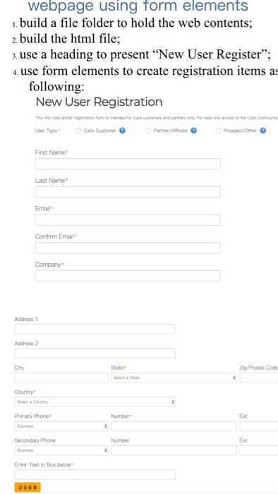 Solved .Step : create a user registration webpage using form | Chegg.com