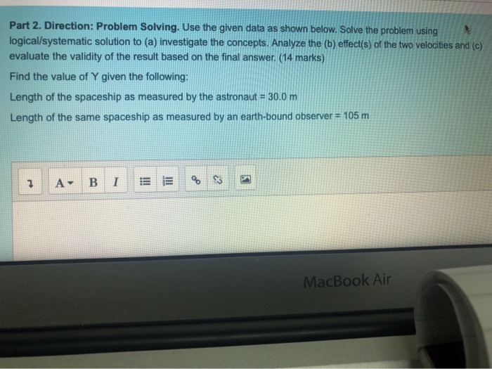 Solved Part 2. Direction: Problem Solving. Use the given | Chegg.com