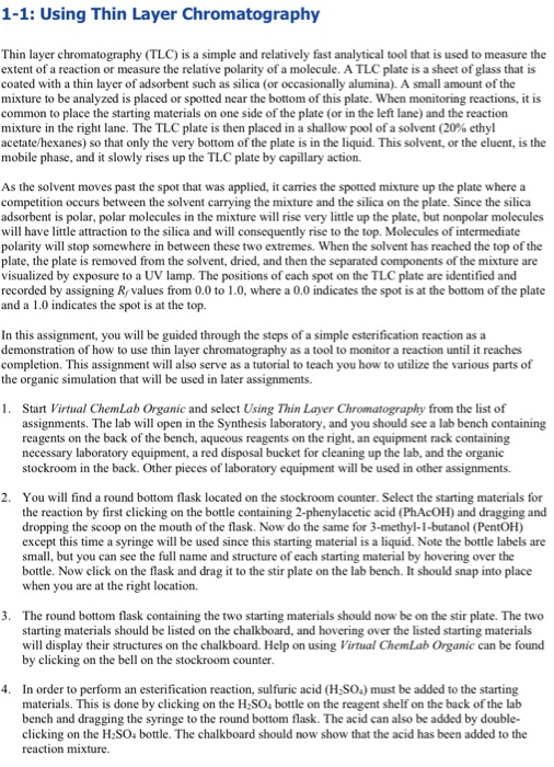 Solved 1-1: Using Thin Layer Chromatography Thin layer | Chegg.com
