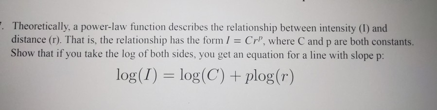 Solved F. Theoretically, a power-law function describes the | Chegg.com