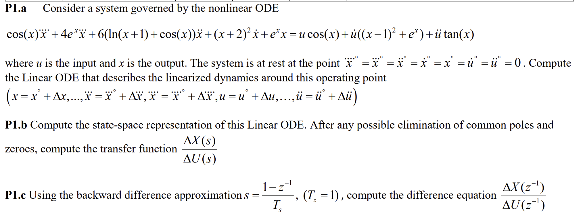 Solved VP1.a Consider a system governed by the nonlinear | Chegg.com