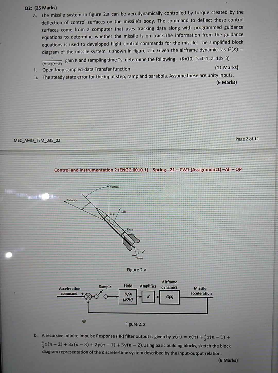 Solved Q2: (25 Marks) a. The missile system in figure 2.a | Chegg.com