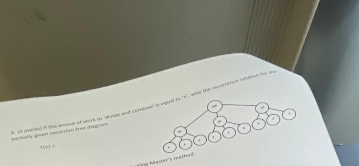 Solved Algorithms question (sorry for bluriness) | Chegg.com