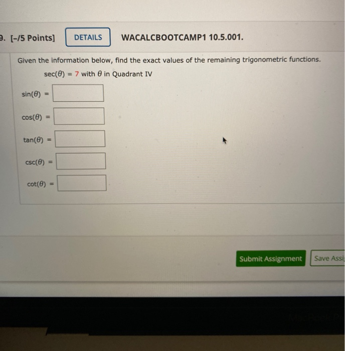 Solved 9. [-15 Points] DETAILS WACALCBOOTCAMP1 10.5.001. | Chegg.com
