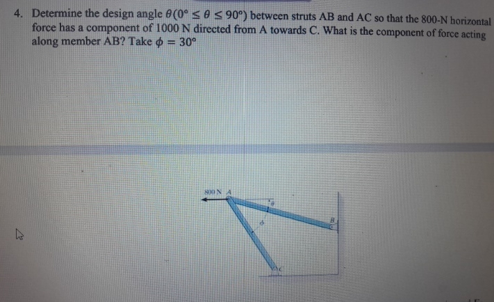 Solved Determine the design angle )≤θ≤(90° ﻿between struts | Chegg.com