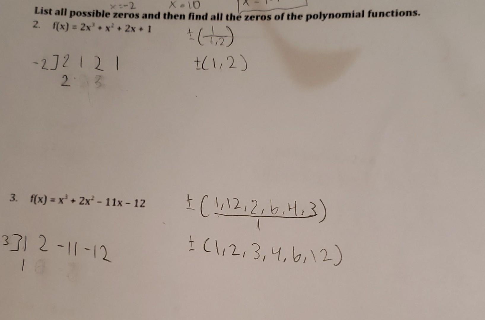 Solved List all possible zeros and then find all the zeros | Chegg.com