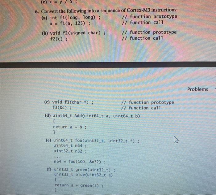 Solved 6. Convert the following into a sequence of Cortex-M3 | Chegg.com