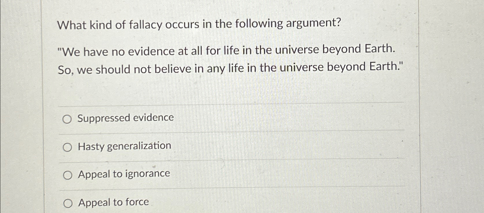 Solved What kind of fallacy occurs in the following | Chegg.com