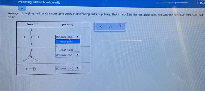 Solved Predicting relative bond polarity Mari Arrange the | Chegg.com