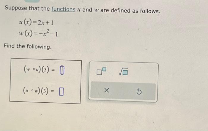 Solved Suppose that the functions u and w are defined as | Chegg.com