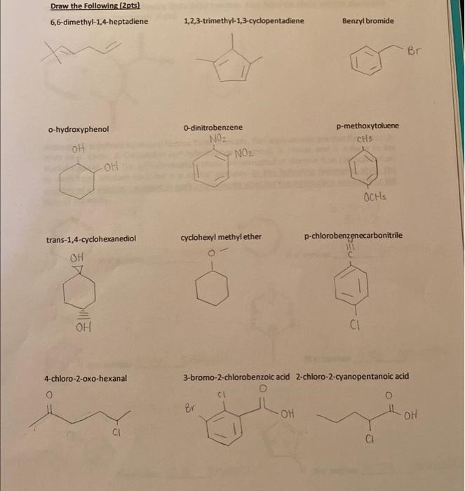 Solved Draw the Following (2pts) 6,6-dimethyl-1,4-heptadiene | Chegg.com