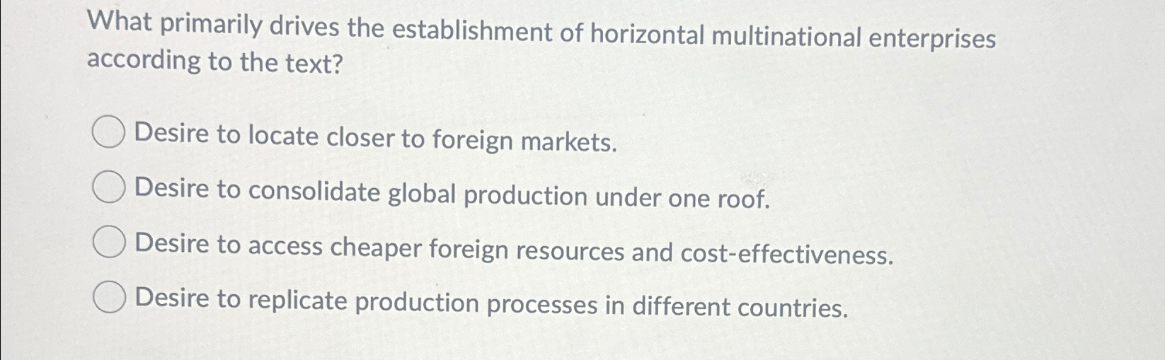 Solved What primarily drives the establishment of horizontal | Chegg.com