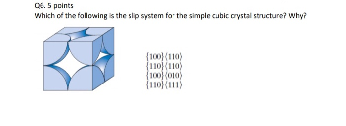 Solved Q6.5 points Which of the following is the slip system | Chegg.com