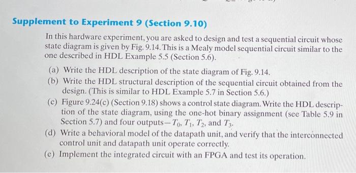 Solved Supplement to Experiment 9 (Section 9.10) In this | Chegg.com