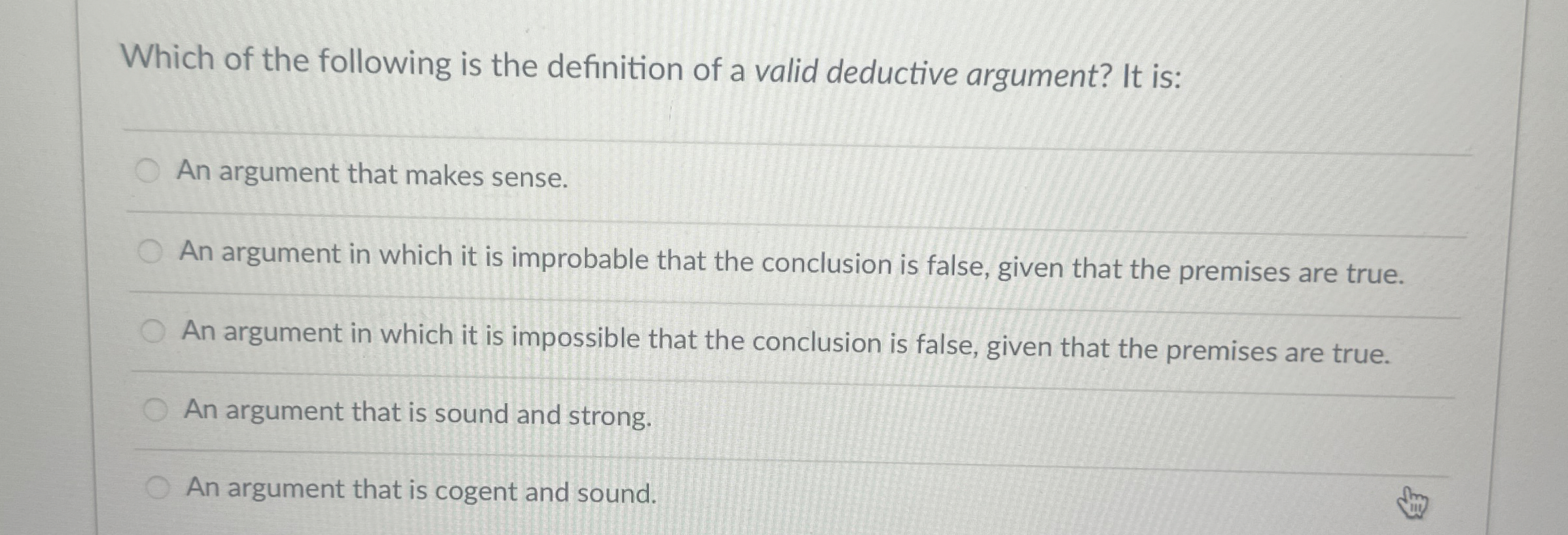 Solved Which of the following is the definition of a valid | Chegg.com