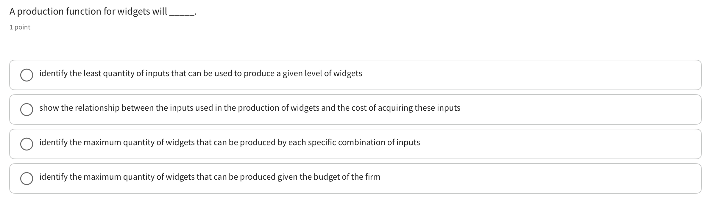 Solved A production function for widgets will1 | Chegg.com