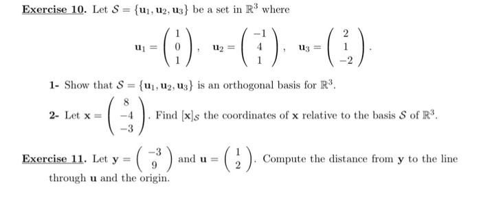 Solved Exercise 10. Let S={u1,u2,u3} be a set in R3 where | Chegg.com
