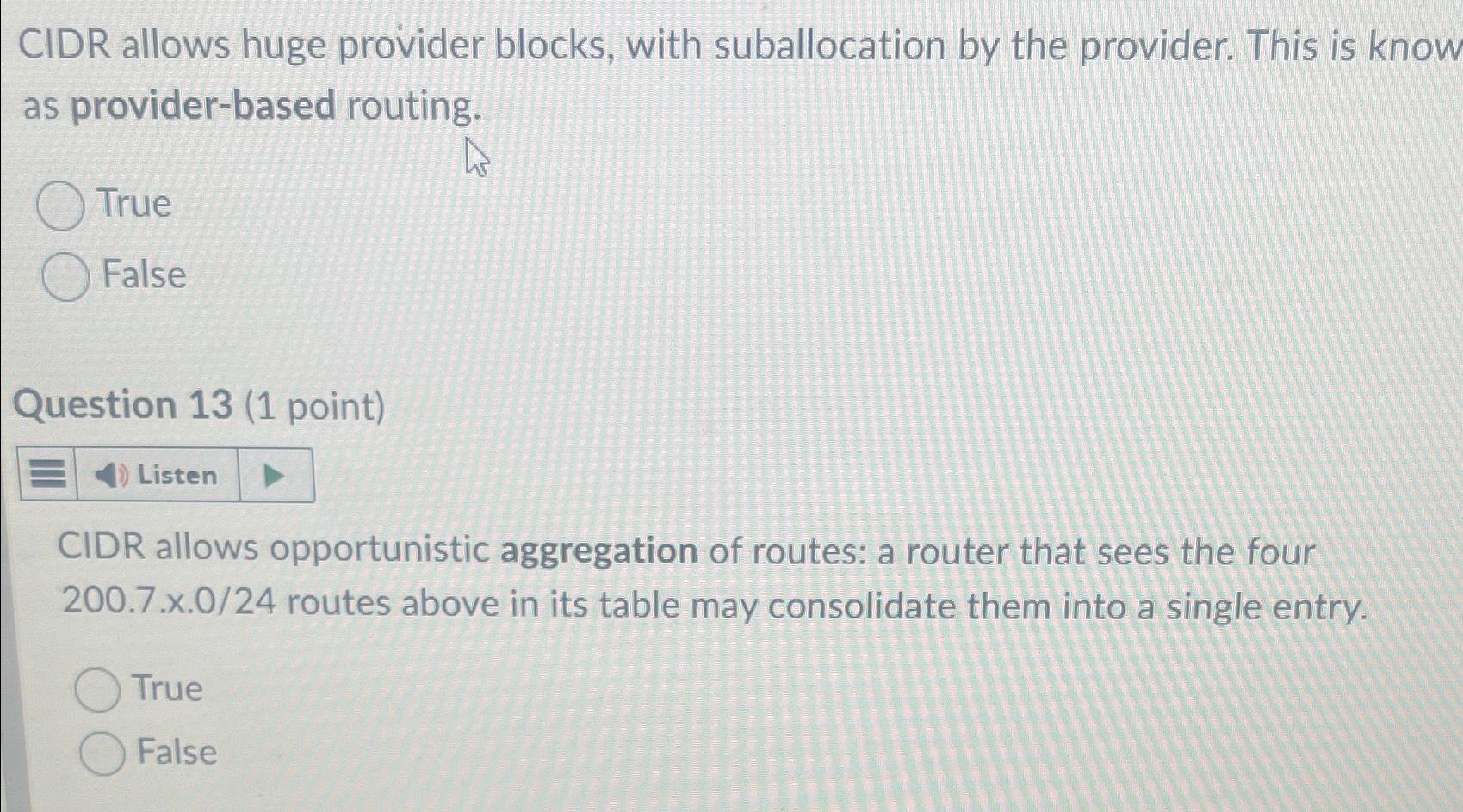 Solved CIDR allows huge provider blocks, with suballocation | Chegg.com