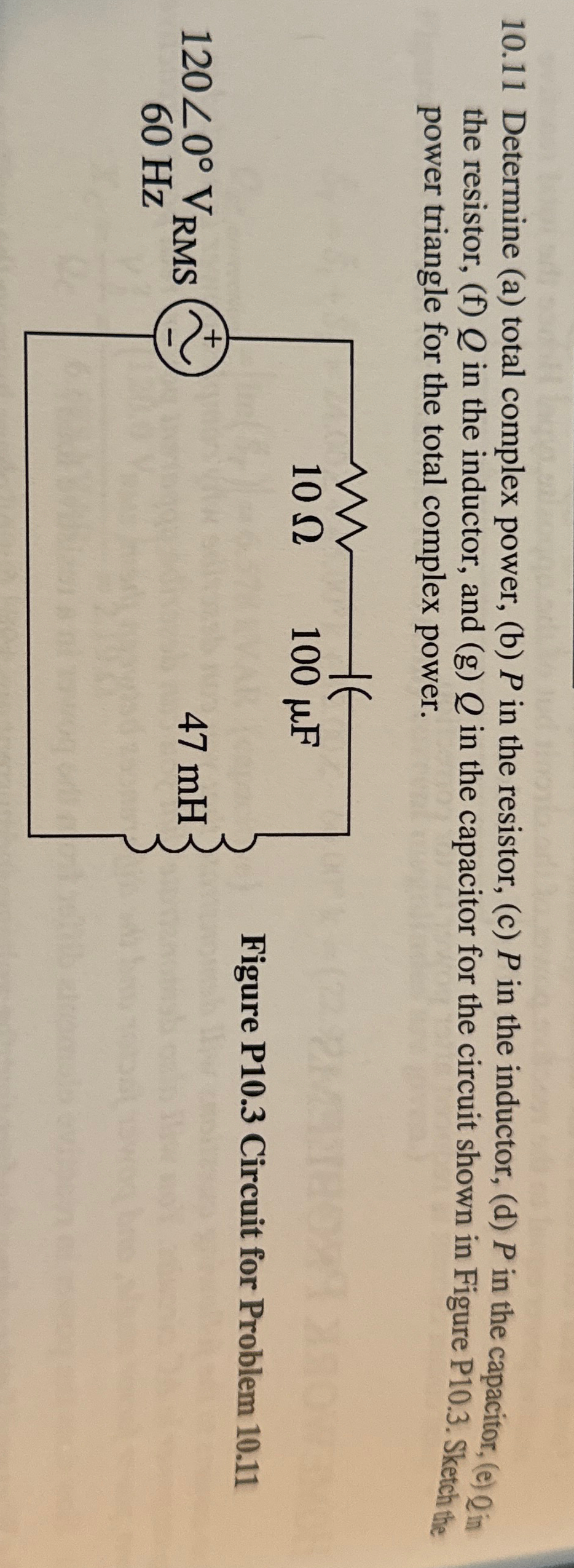 Solved 10.11 ﻿Determine (a) ﻿total complex power, (b) P ﻿in | Chegg.com