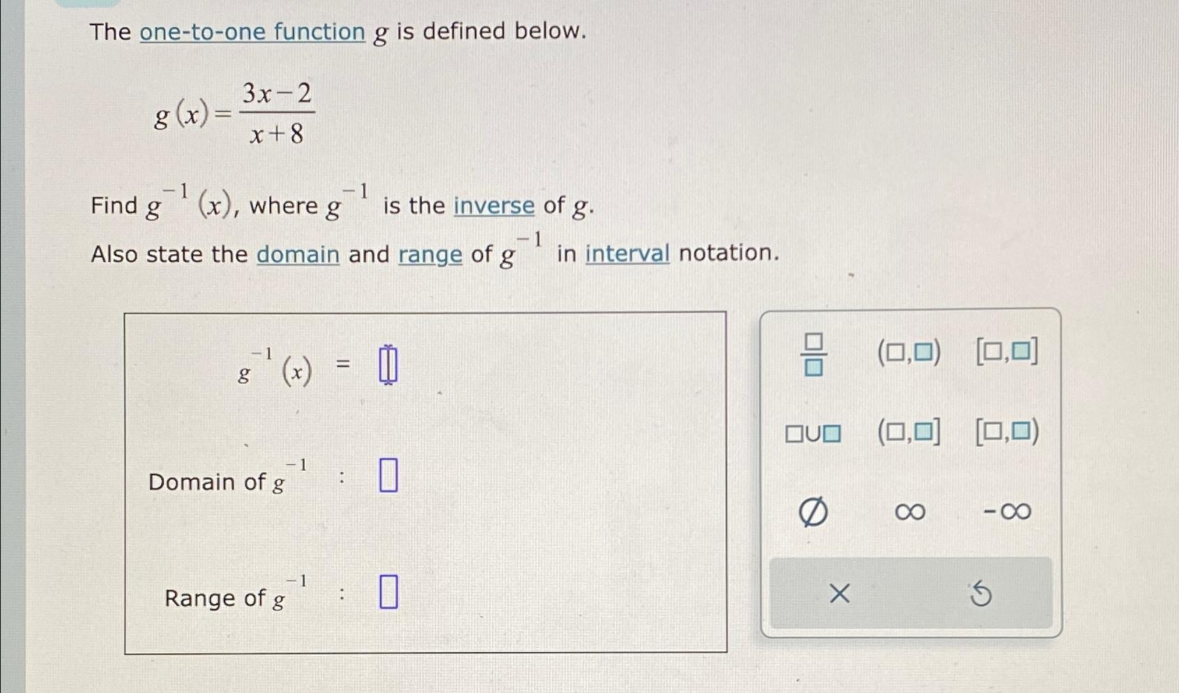 Solved The one-to-one function g ﻿is defined | Chegg.com