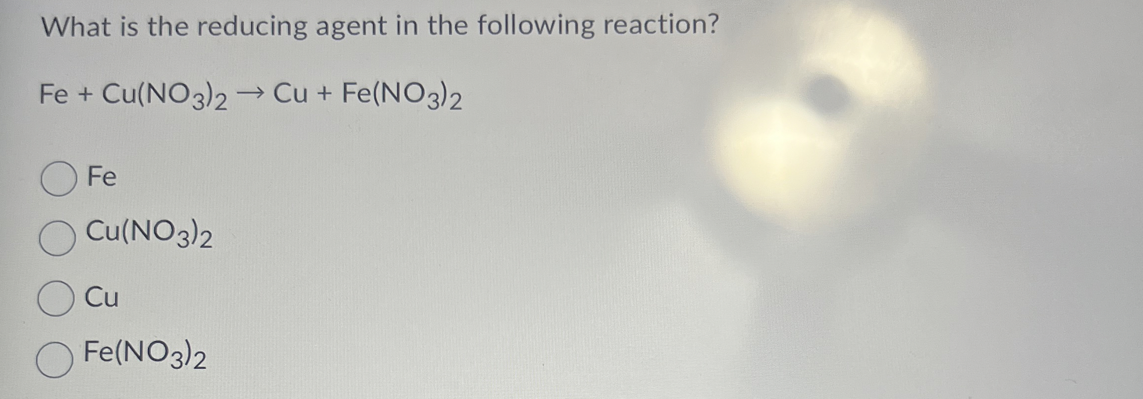 Solved What is the reducing agent in the following | Chegg.com