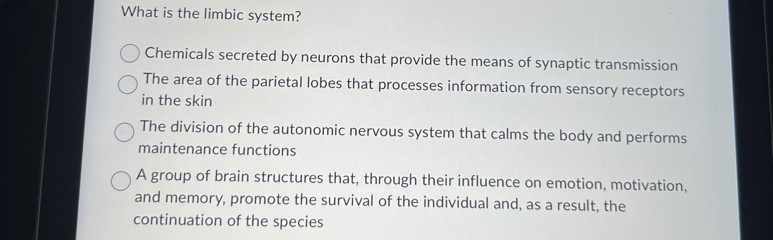 Solved What is the limbic system?Chemicals secreted by | Chegg.com