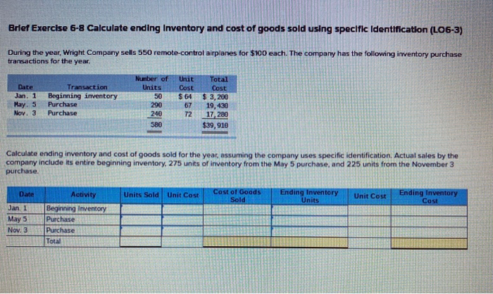 Solved Brief Exercise 6-5 Calculate ending Inventory and | Chegg.com