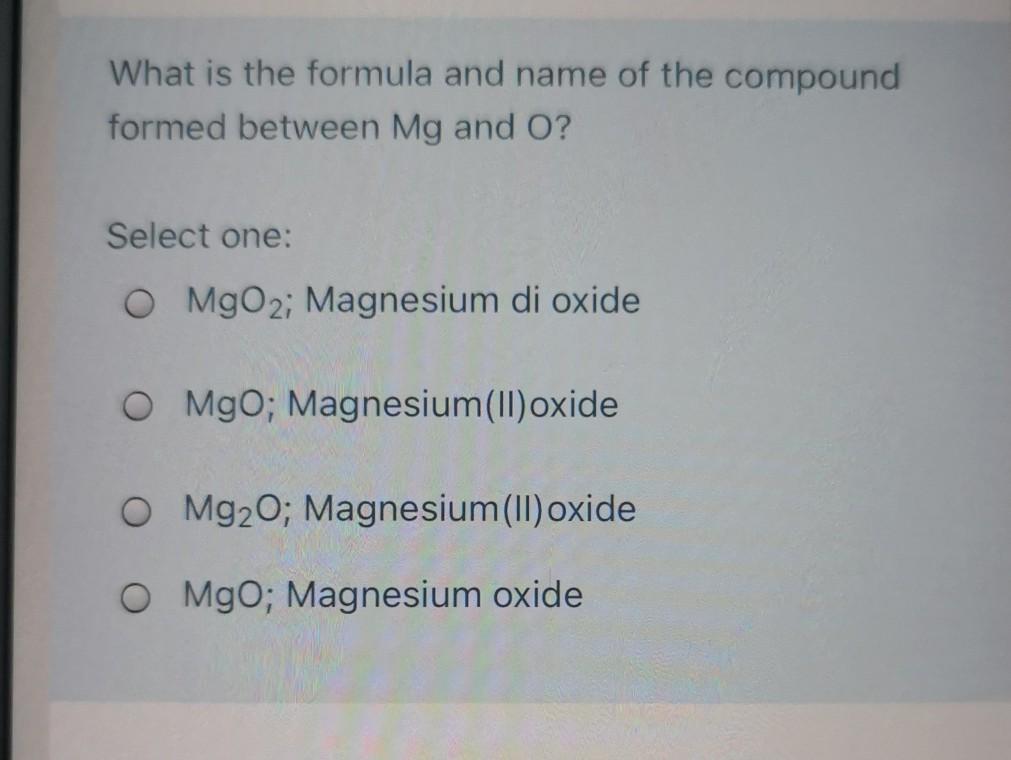 Solved What is the formula and name of the compound formed | Chegg.com