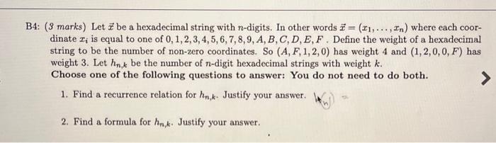 Solved B4 3 Marks Let X Be A Hexadecimal String With 4700