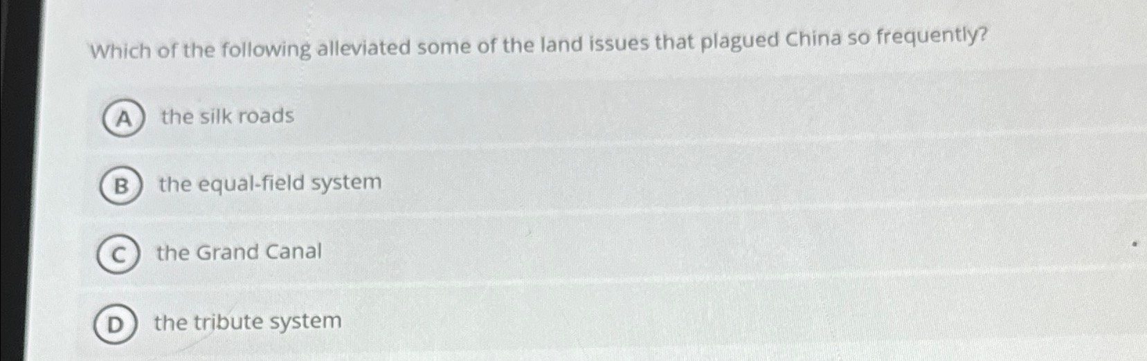 Solved Which of the following alleviated some of the land | Chegg.com